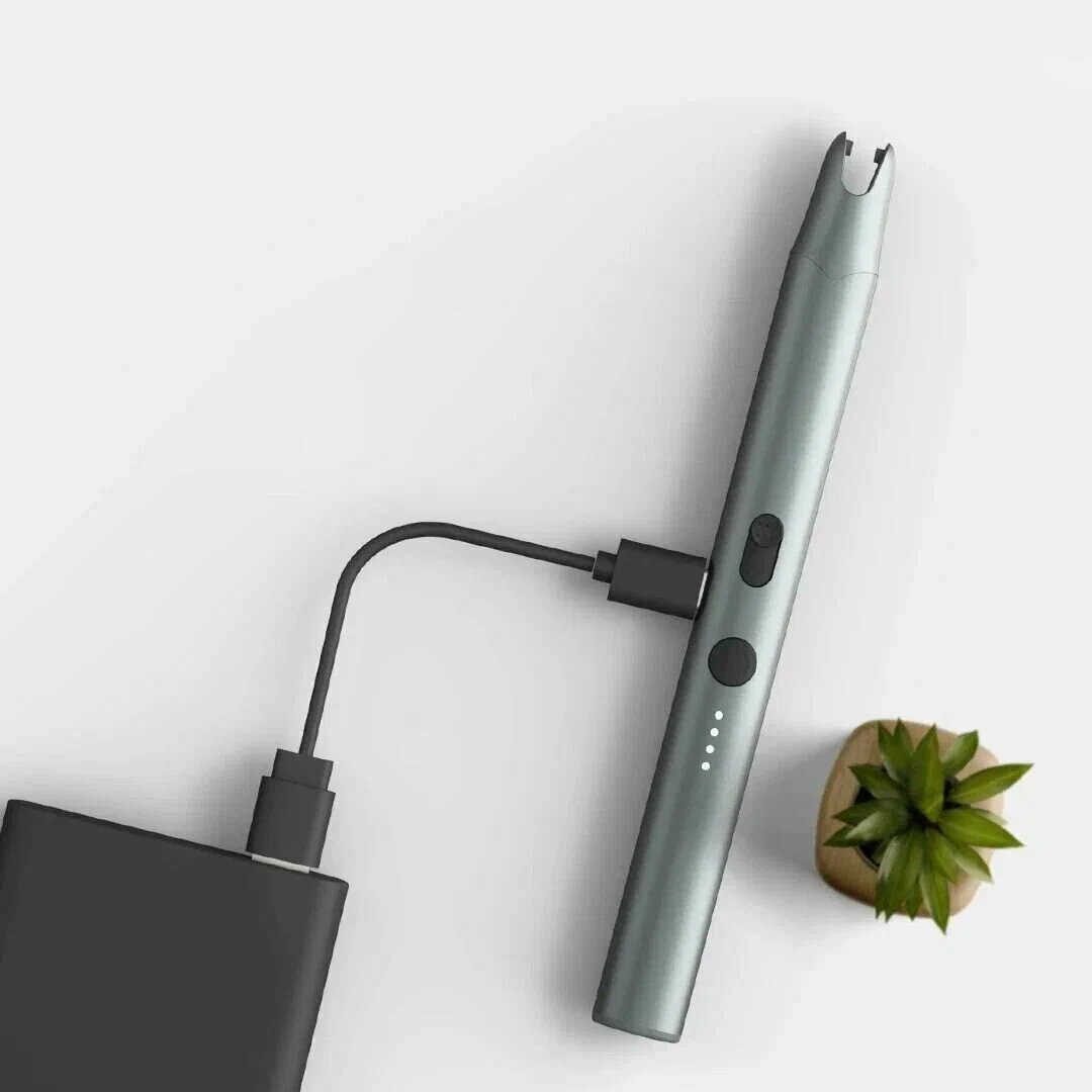 Электронная зажигалка Duka , индикатор текущего уровня заряда, серебро