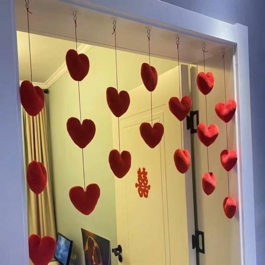 Дверные украшения, 18 любовных сердечек, занавески-перегородки, милые персиковые сердечки в корейском стиле, 7 штук.