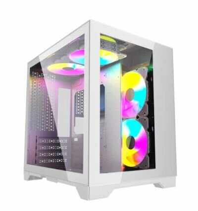 Корпус PowerCase Vision Micro (CVWM-L4) белый - Mini-Tower, Micro-ATX, Mini-ITX, USB 3.2 Gen 1 Type-A, USB 3.2 Gen 1 Type-C, FRGB вентиляторы, 4 x 120 мм