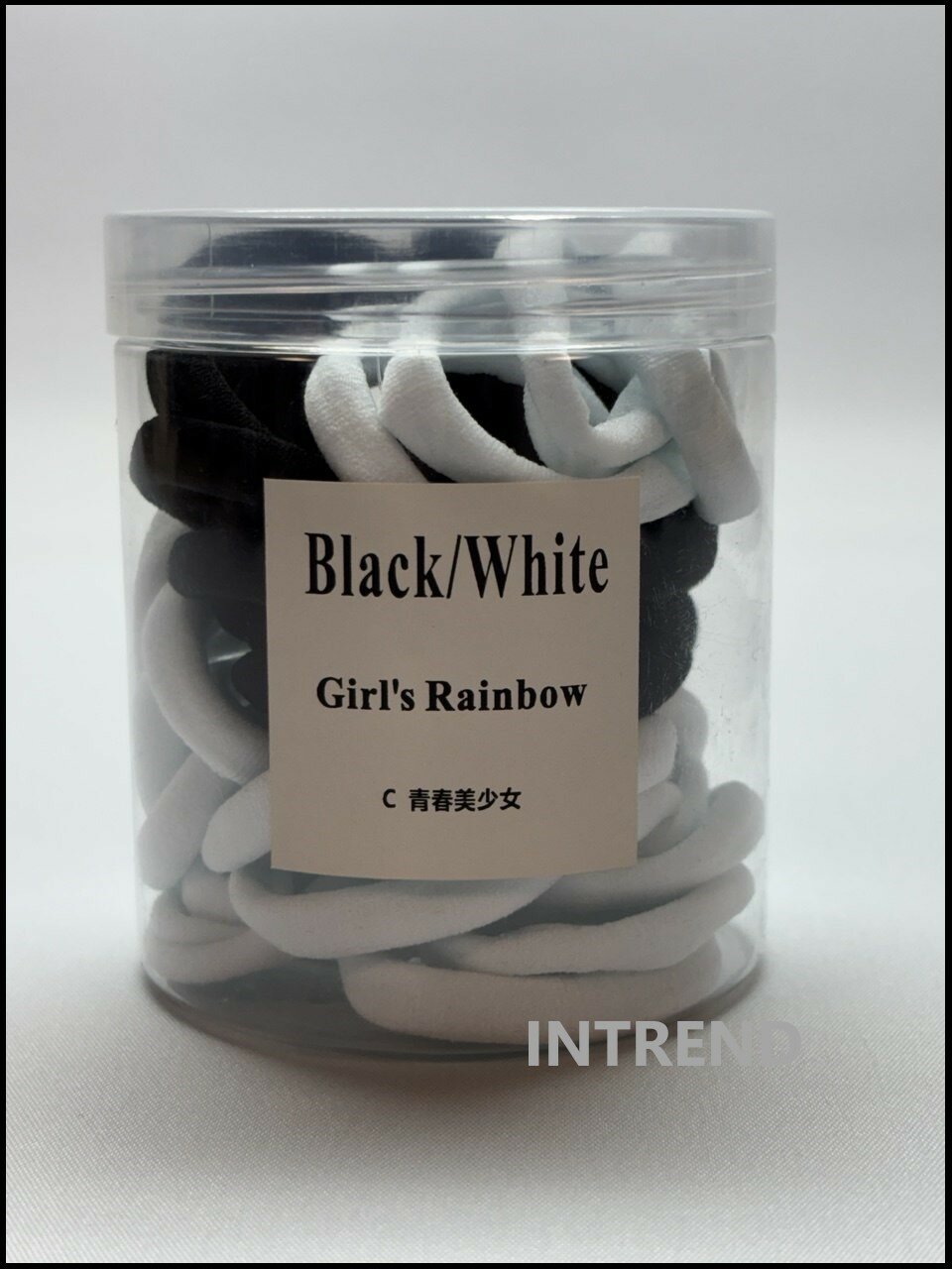 Резинки для волос в банке черные и белые 50 штук