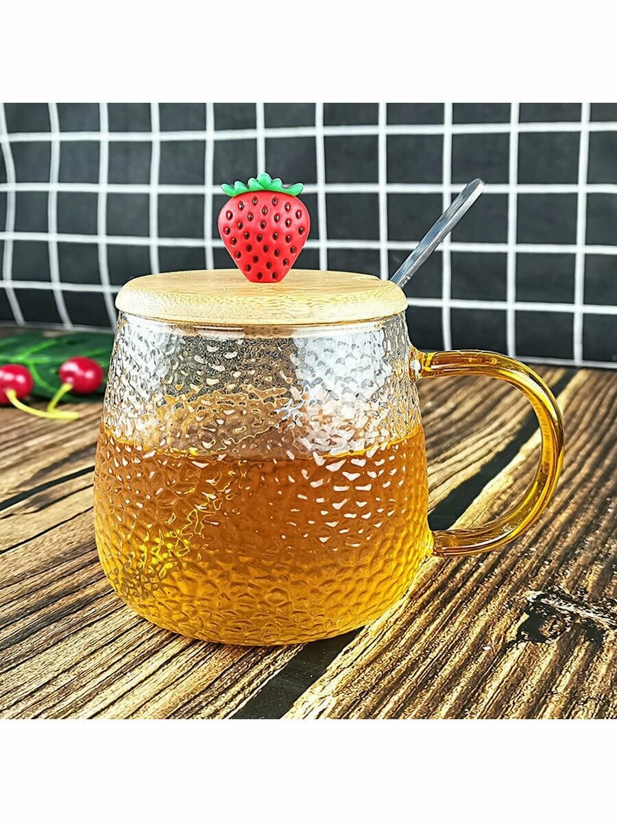 Стеклянная рельефная кружка "Клубничка" , 300 мл подарочный набор подарок