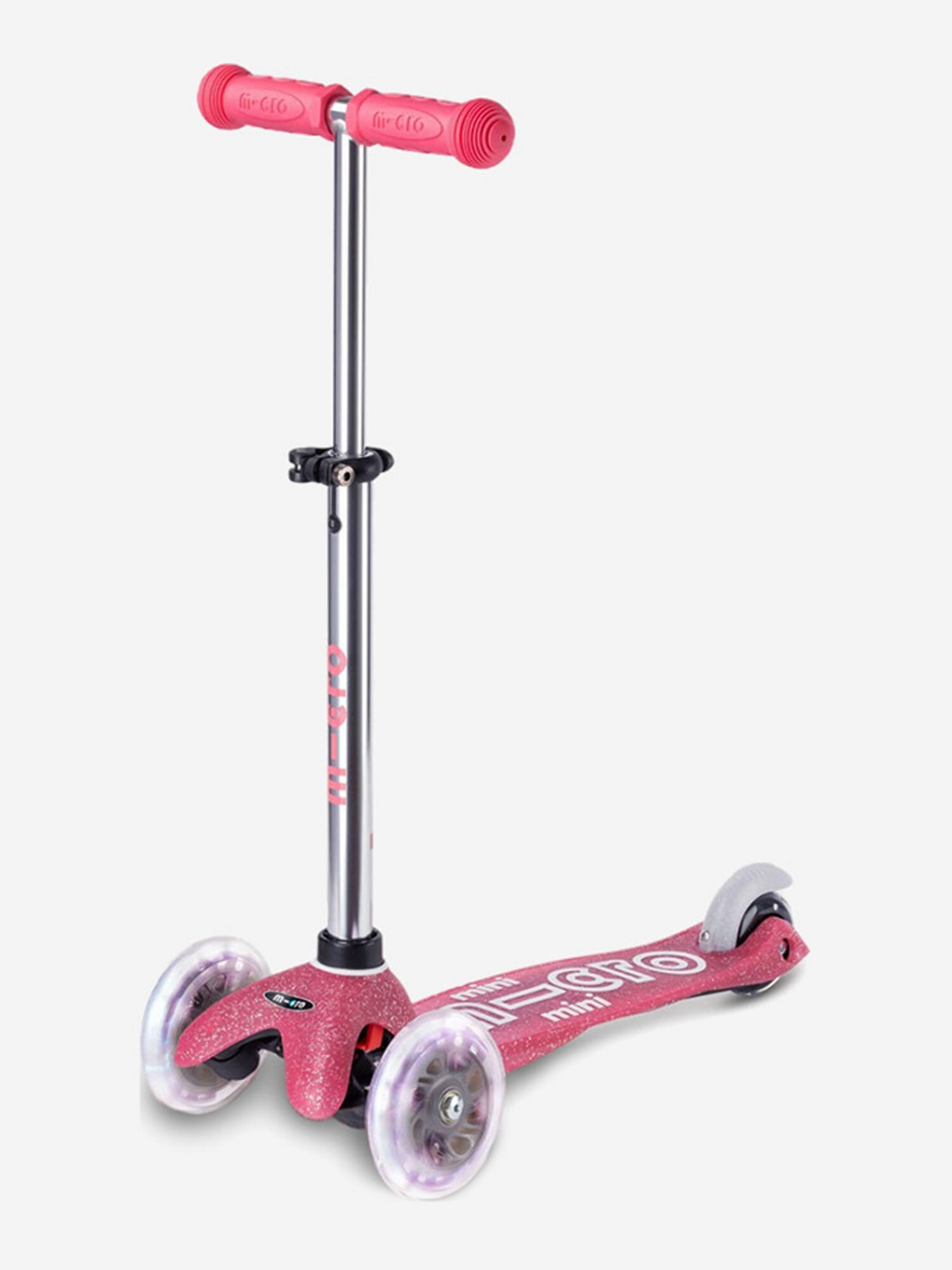 Самокат Micro Mini Deluxe, LED, 3 колеса, регулируемая высота, розовый