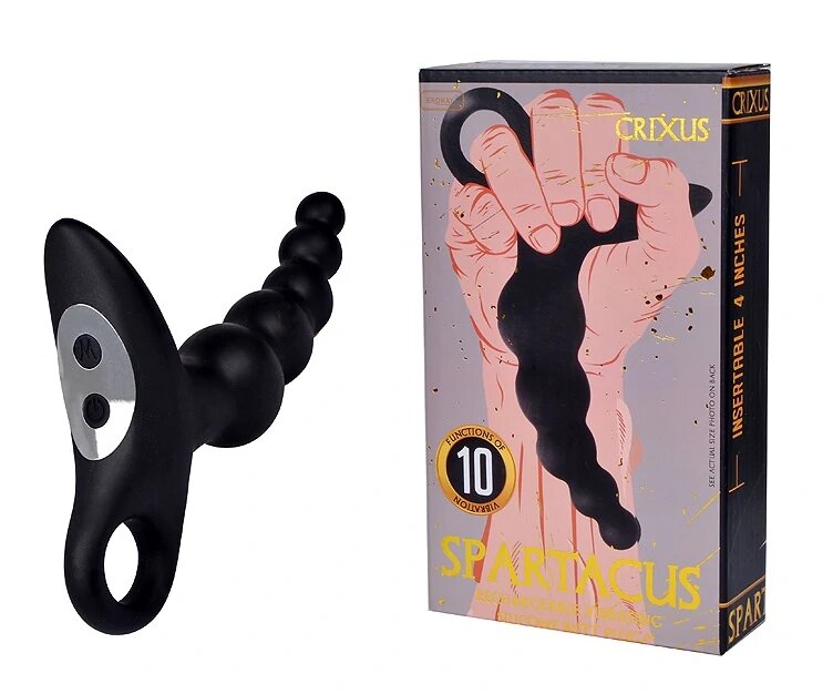 Вибромассажер EROKAY Spartacus, анальный, 10 режимов, черный, 11см