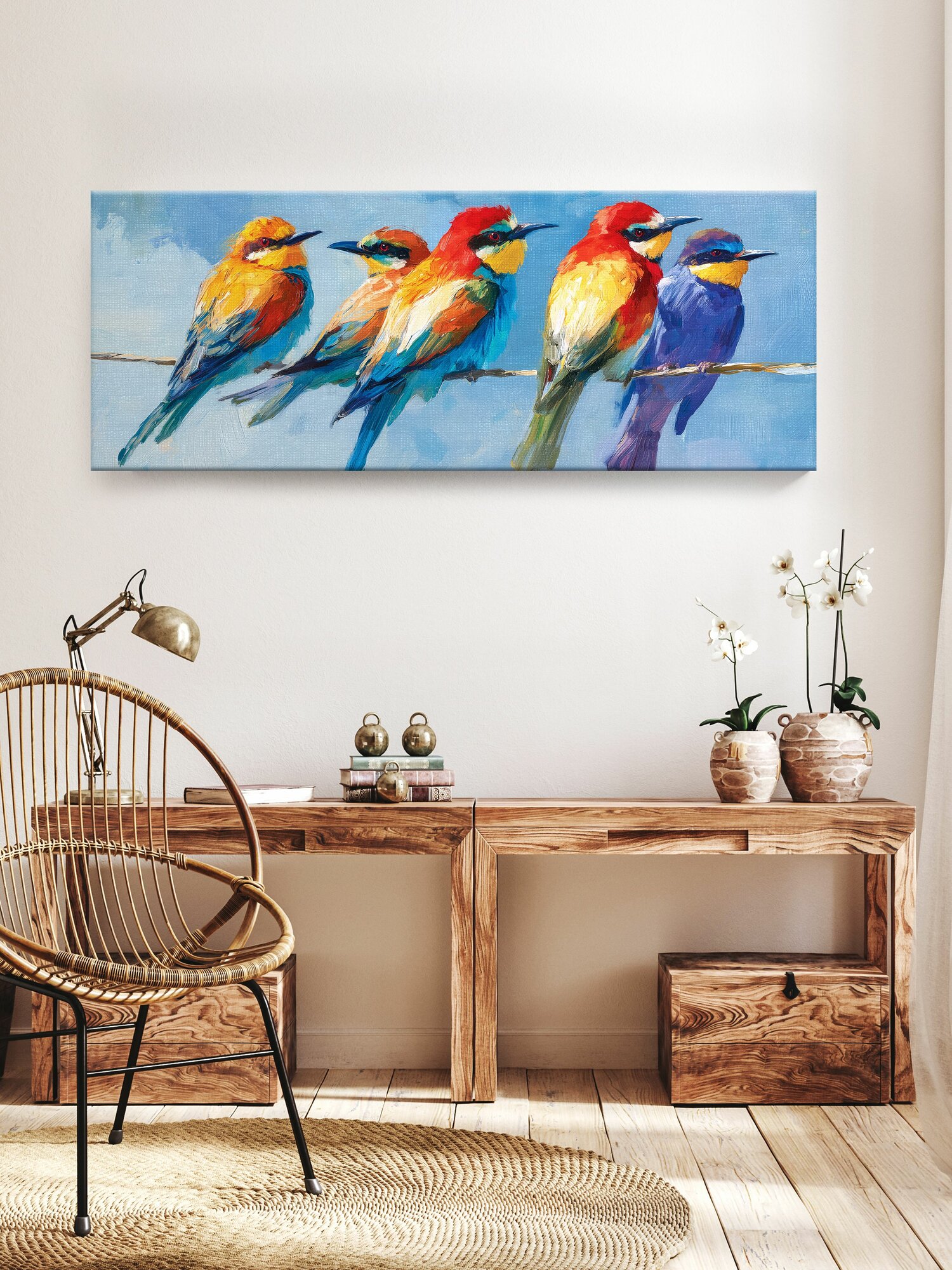 Картина Postermarket " Птицы" на холсте с подрамником 45 х 115 см