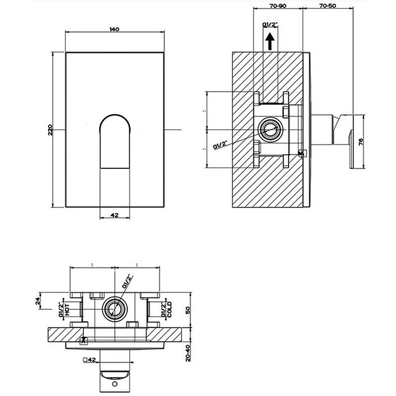 Смеситель для душа Gessi Emporio Via Manzoni 44632#031 Хром латунь встраиваемый