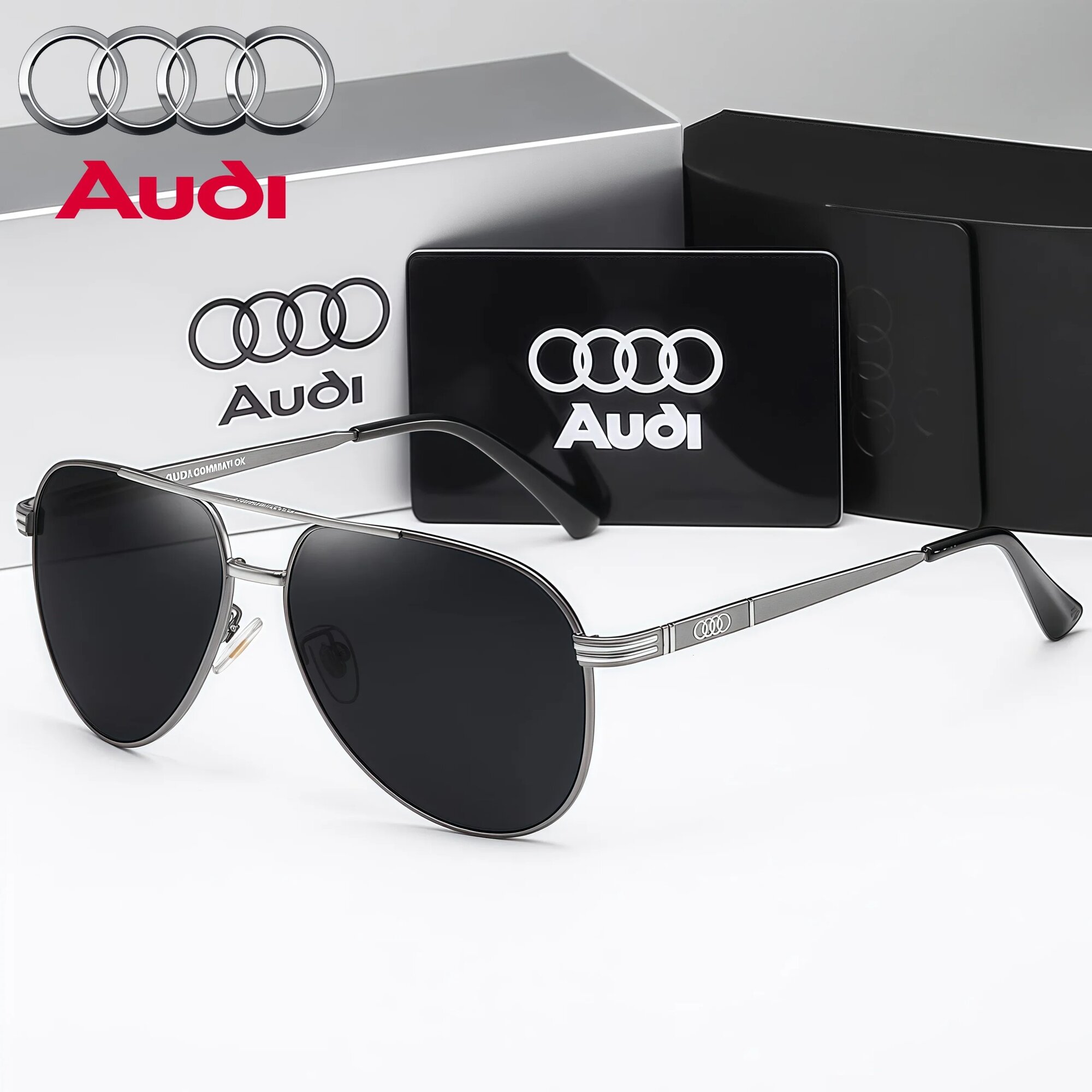 Автомобильные высококачественные роскошные солнцезащитные очки с антибликовым покрытием для Audi A3 A4 A5 A6 A7 A8 Q3 Q5 Q7 Q8 Rs3 Rs4 Rs5 S3 S4 S5 Tt Gun Silver