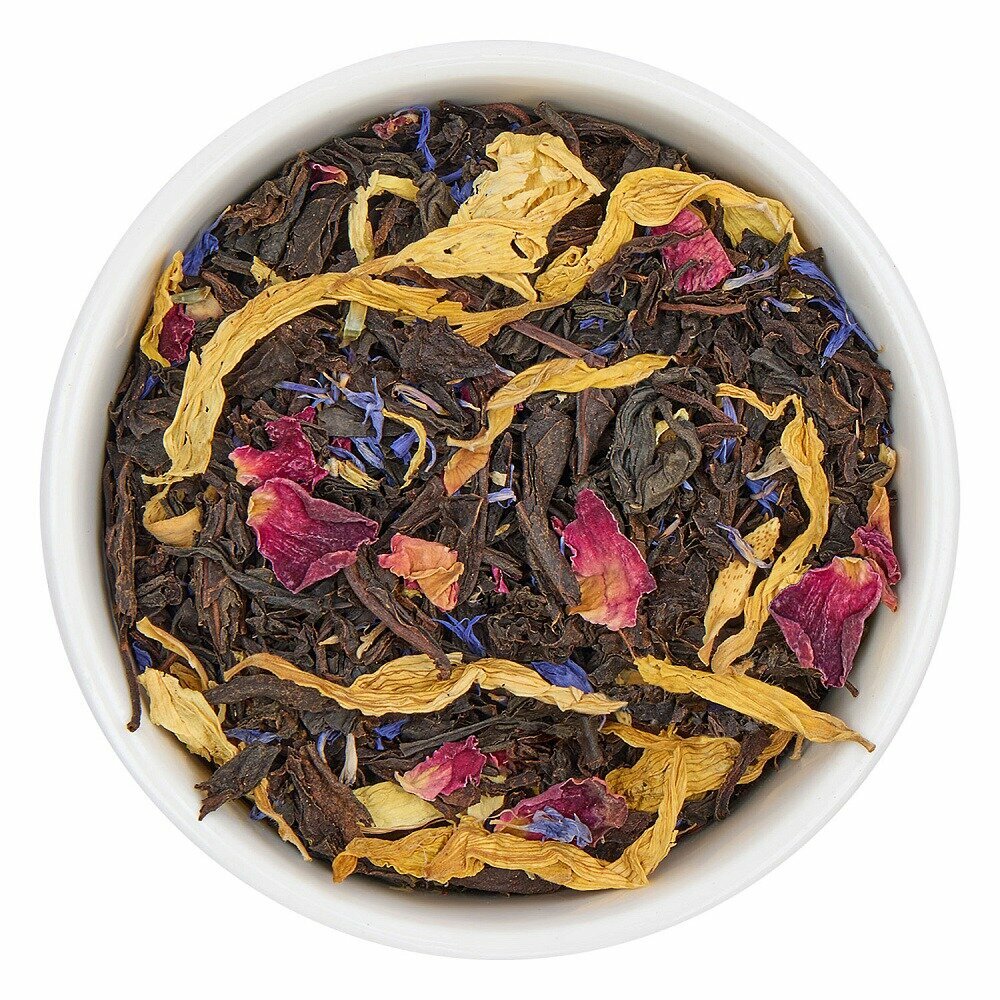 Чай черный листовой Вальс цветов, черный чай с добавками, упаковка 100 граммов