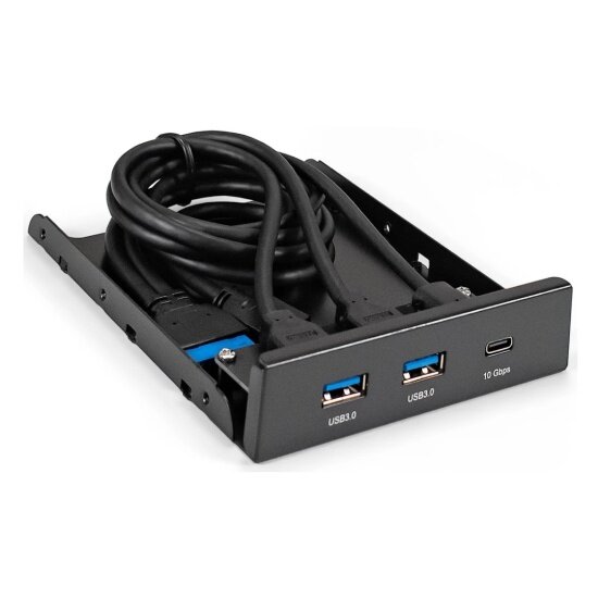 Планка USB на переднюю панель Exegate U3H-616, 3,5", 2*USB3.0+1*TypeC, черная