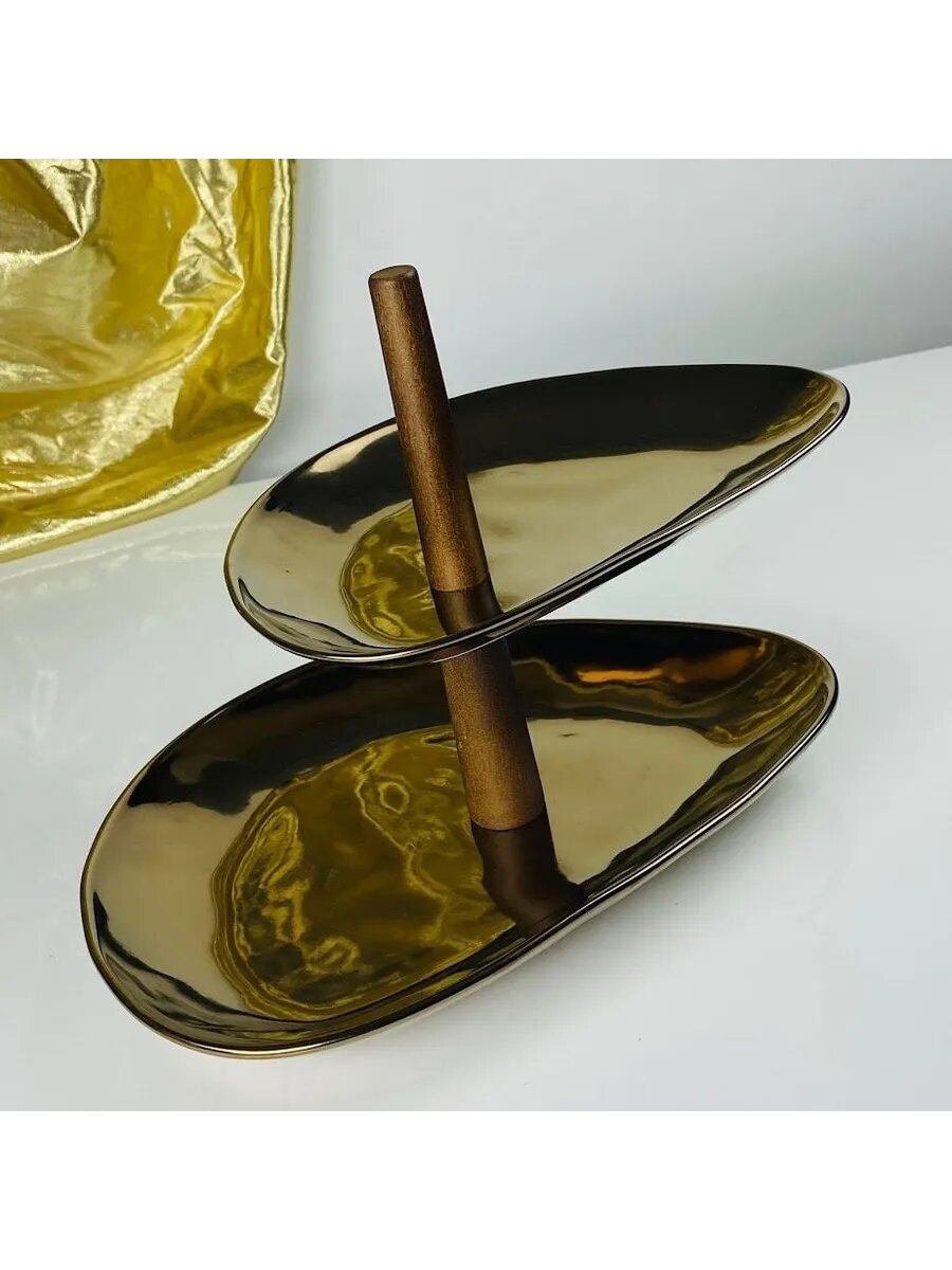 Двухъярусная этажерка Lenardi Винтаж 29,5/24см фарфор