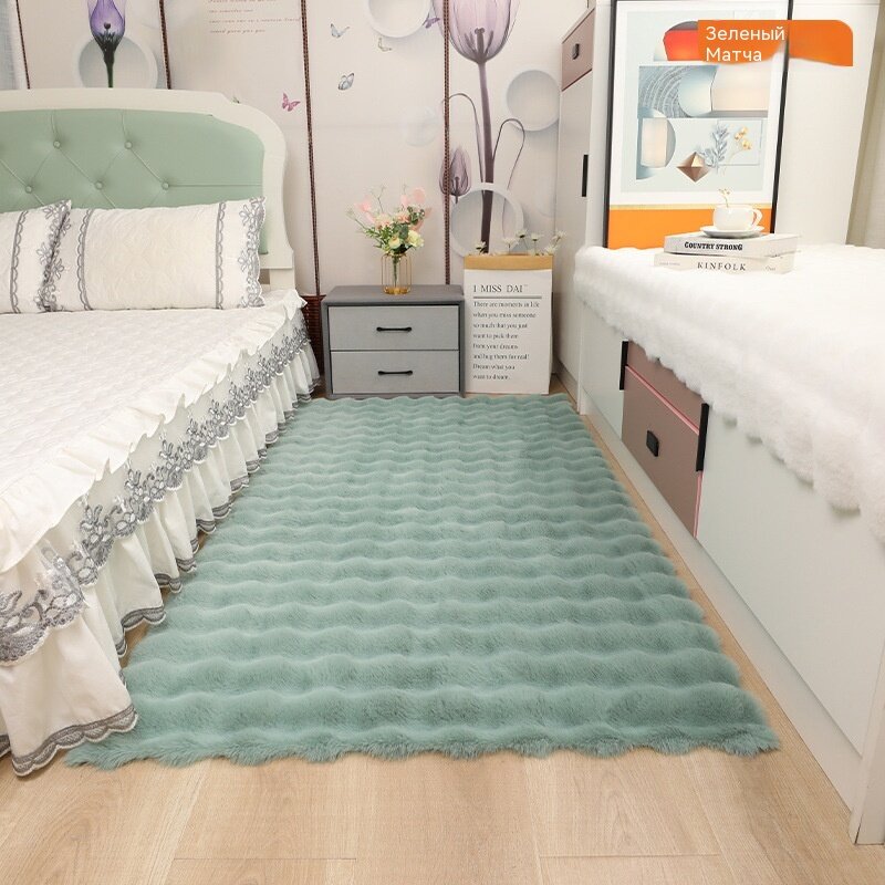 Пушистый коврик из пузырчатого плюша искусственный мех для спальни у кровати 60*90cm, для гостиной у дивана