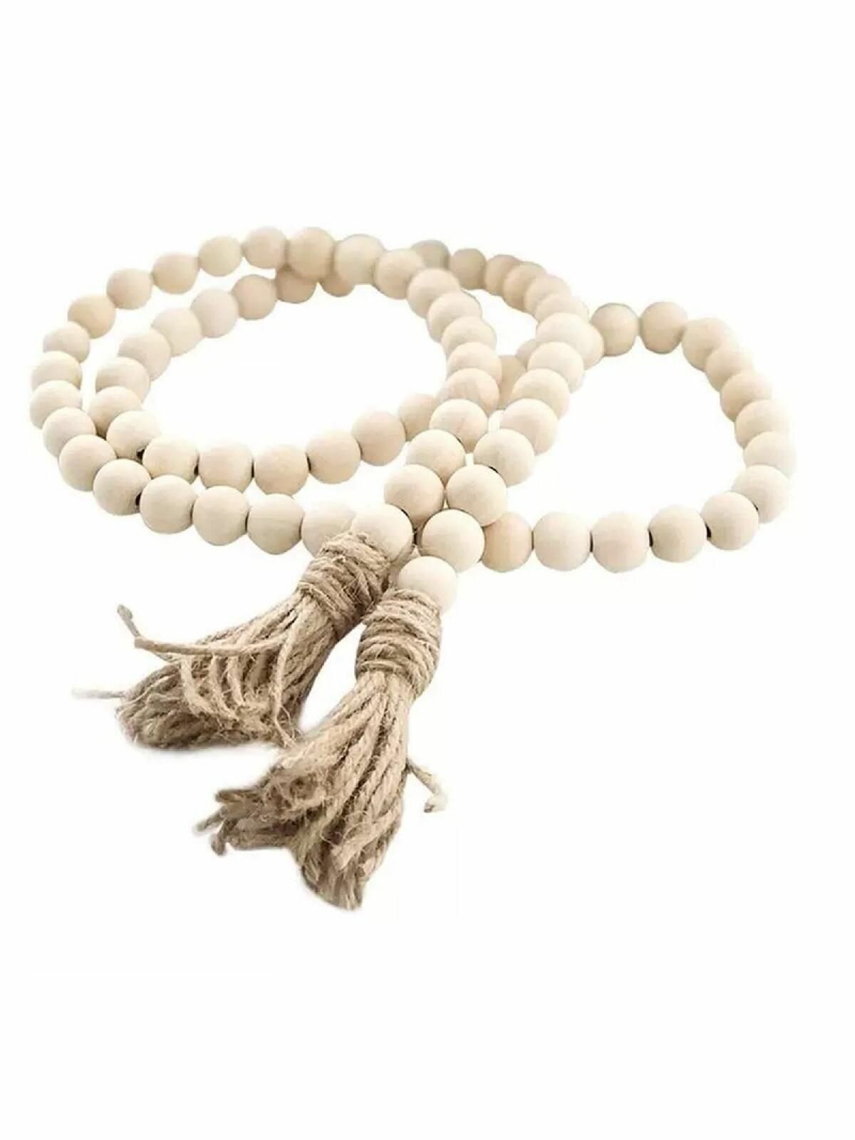 Category146_RU, Бревенчатая цветная пеньковая веревка с кисточкой из деревянных бусин-большая веревка 16 мм