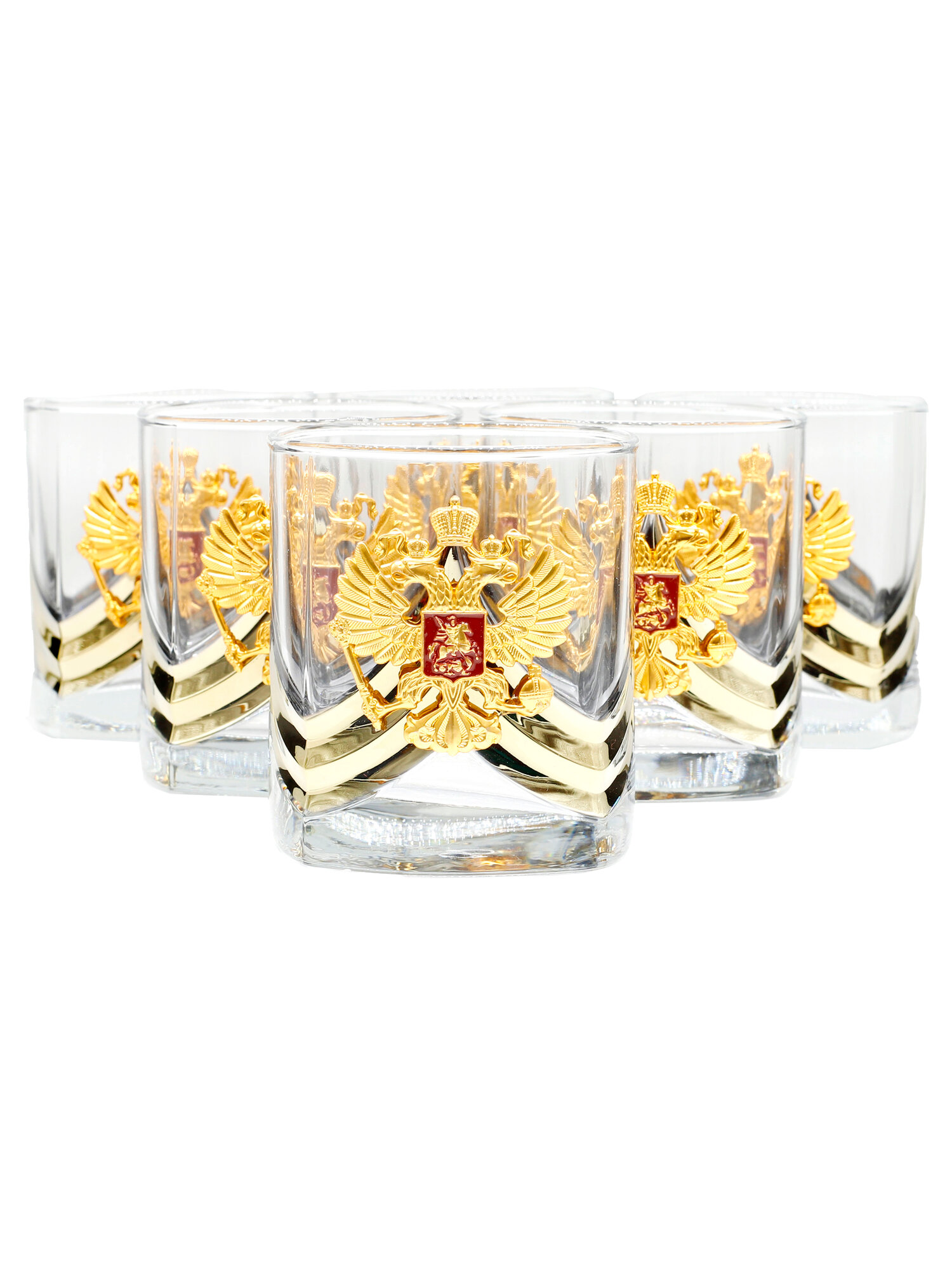 Подарочный набор стаканов для виски Герб России, золото, 6 шт.