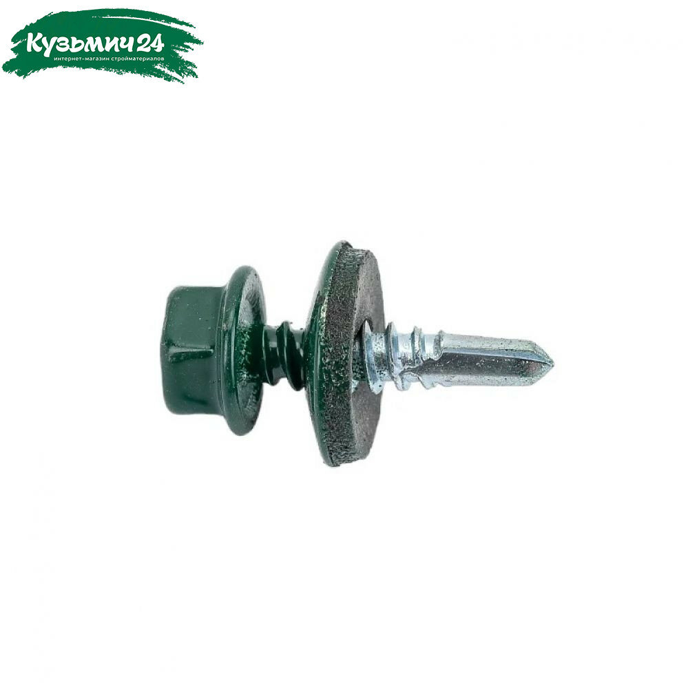 Саморез кровельный Жесть 4,8x19мм RAL6005 темно-зеленый 12 шт