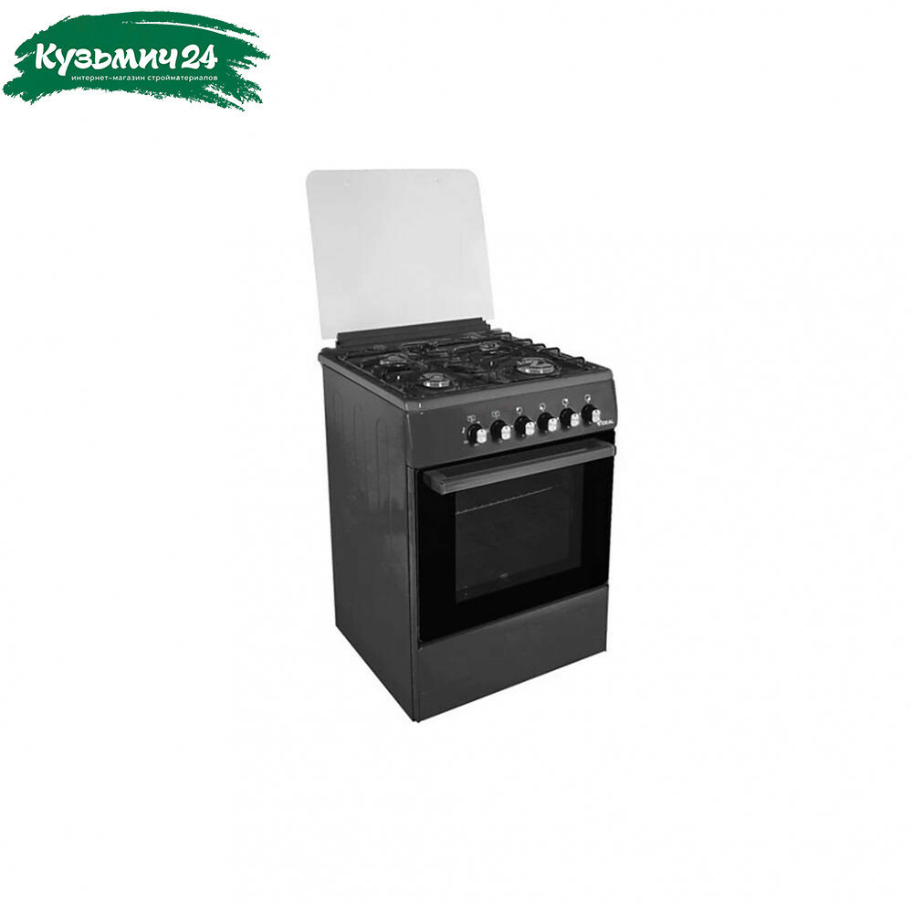 Плита комбинированная Ideal L110 Econom, цвет черный, объем электродуховки 65 л, откидная дверца