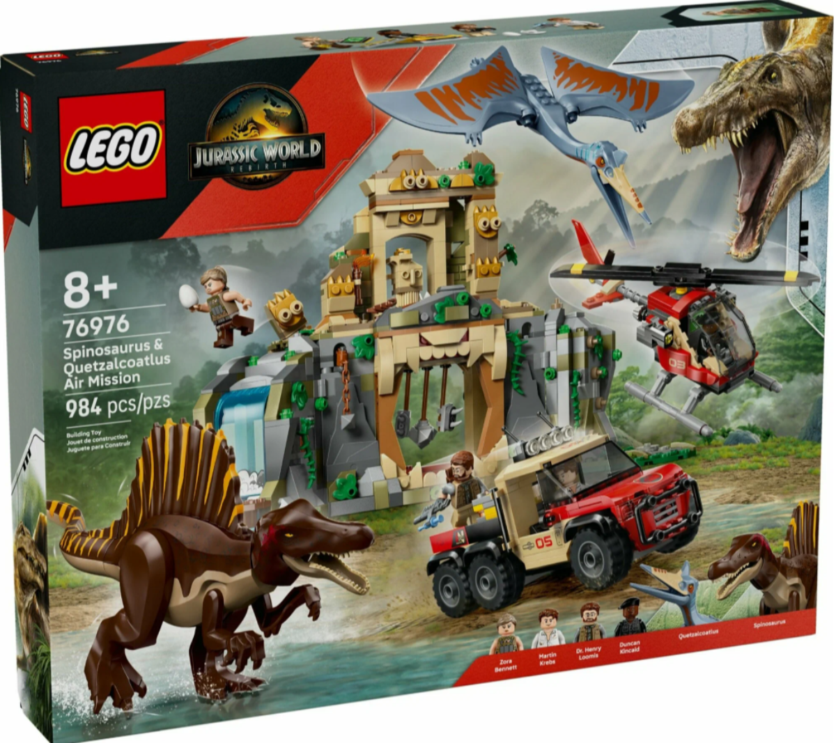 Конструктор LEGO Jurassic World 76976 Спинозавр и Кетцалькоатль: Воздушная миссия, 984 дет.