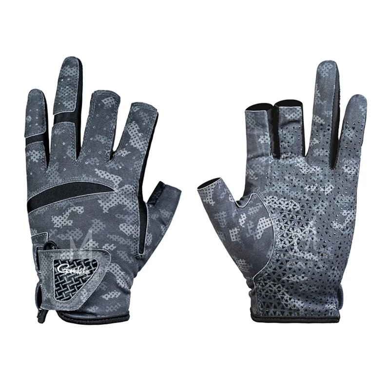 Рыболовные перчатки Gamakatsu для мужчин, противоскользящие летние солнцезащитные перчатки, дышащие перчатки с 3 пальцами, аксессуары для рыбалки нахлыстом