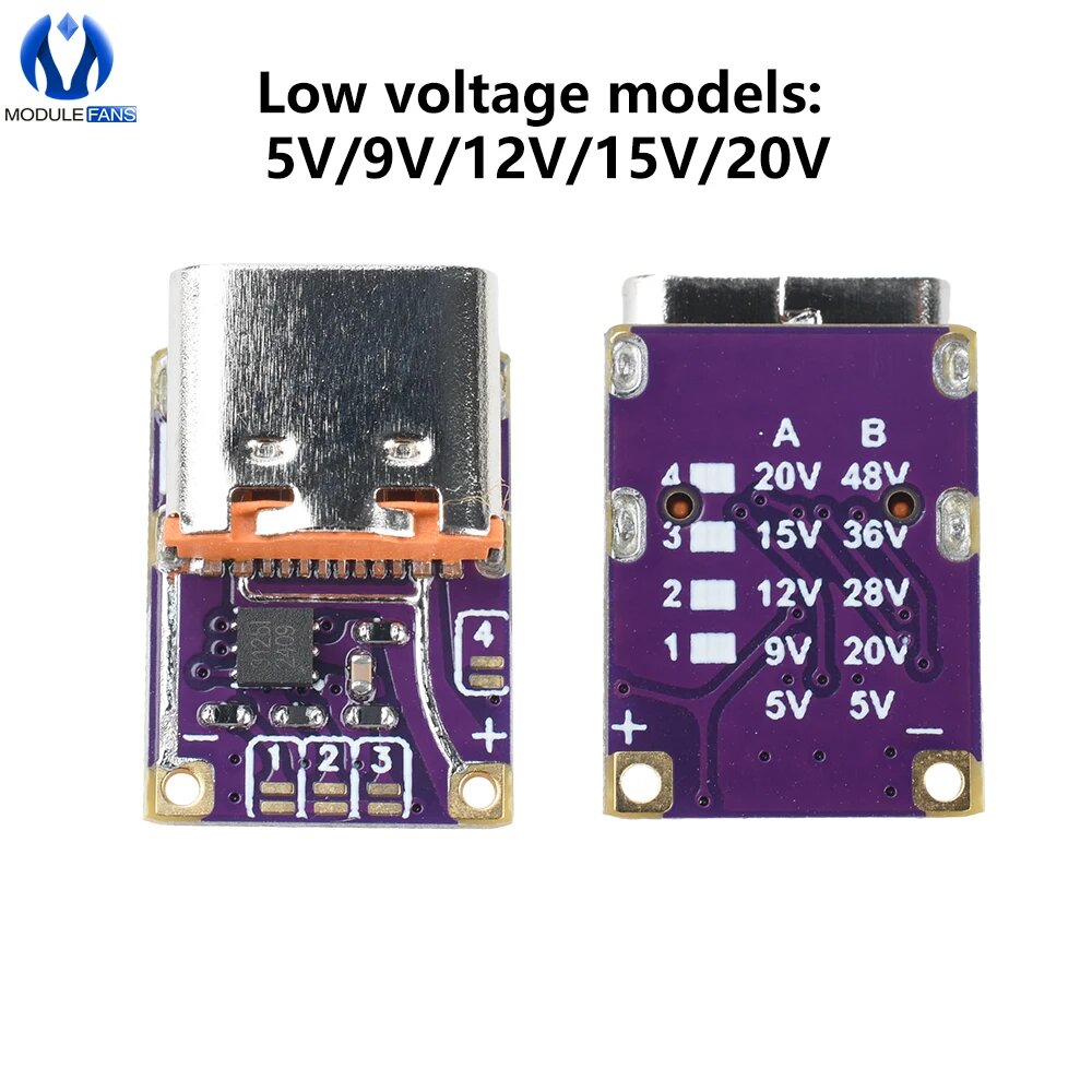 Модуль USB-C PD 5V/9V/12V/15V/20V, Low voltage