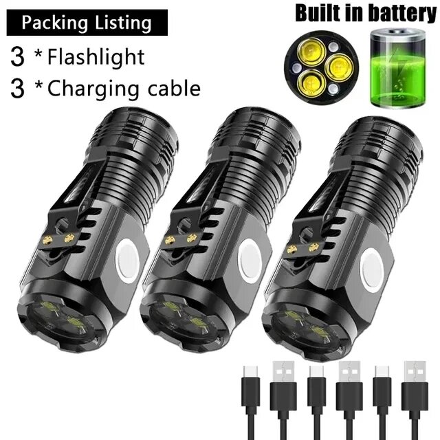 3шт USB фонарь, черный