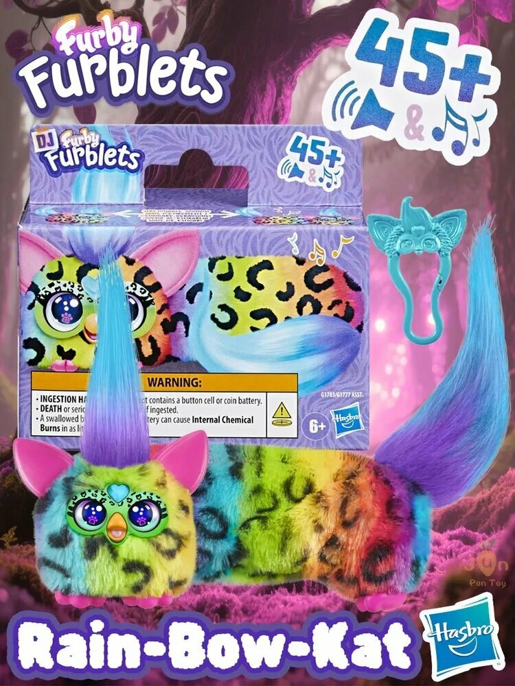 Ферби пикси, Hasbro Furby DJ Furblets Rain-Bow-Kat G1783 / детская интерактивная игрушка, Умеет петь, имеет мягкое тело, подходит для развивающих игрушек старше 3 лет