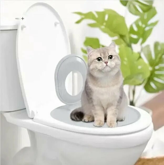 Система приучения кошек к унитазу, лоток на унитаз для кота-серый