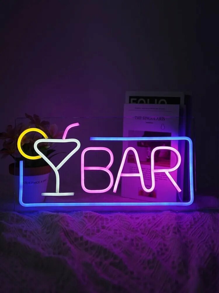 Неоновая вывеска Bar LED для украшения стен в спальне гостиной баре или мужской комнате с атмосферным освещением