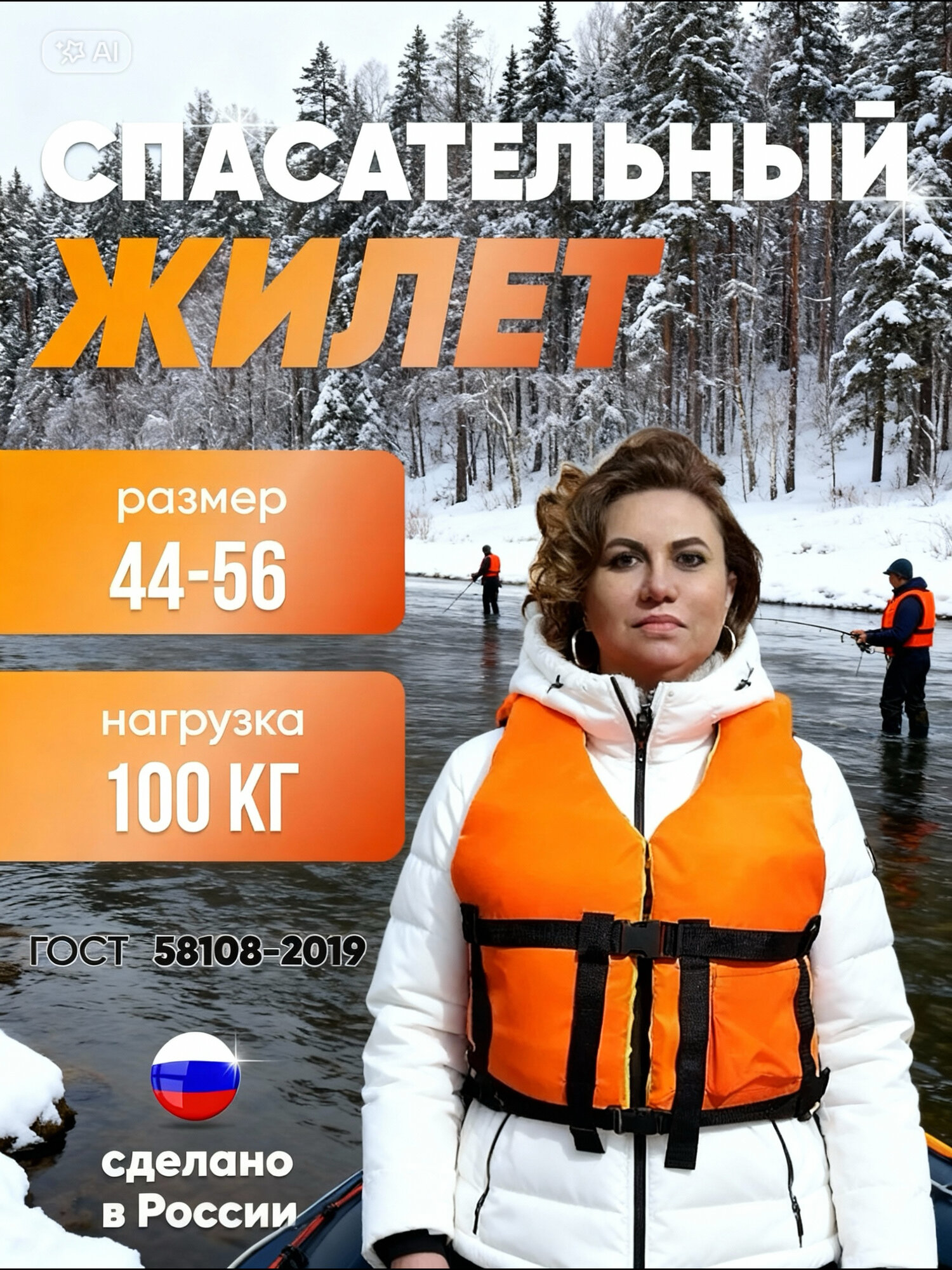 Спасательный жилет утепленный Немо, вспененный полиэтилен/оксфорд, размер 44-56, светоотражающие элементы