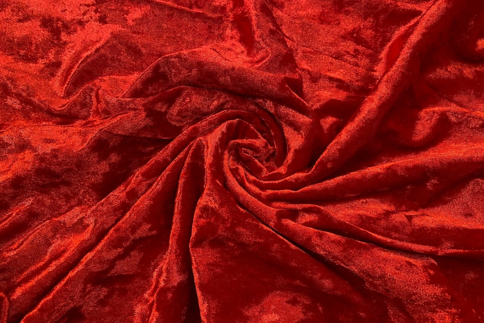 Ткань Бархат-стрейч мраморный ярко-красный, 395 г/пм, ш146см, 0,5 м