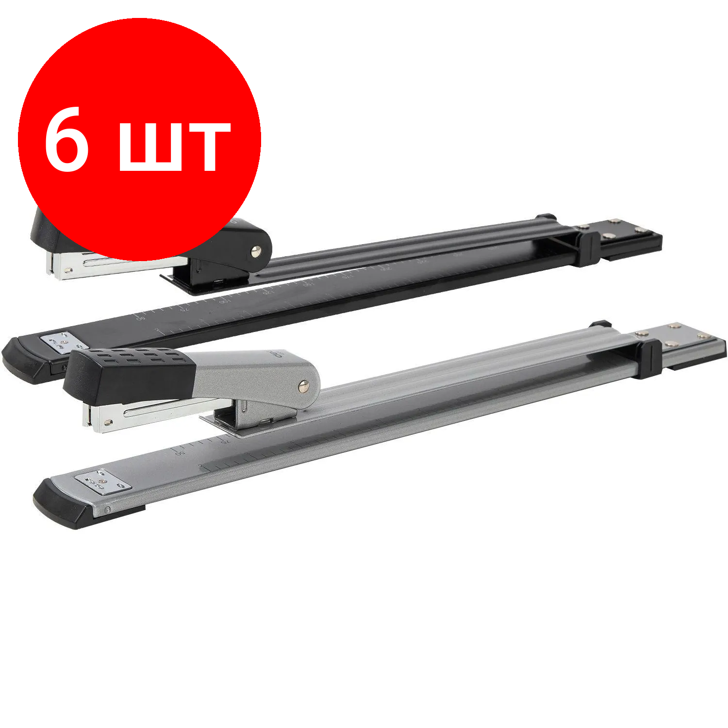 Комплект 6 штук, Степлер -брошюровщик Deli E0334 Essential (24/6 26/6) 25 листов, асс,100скоб