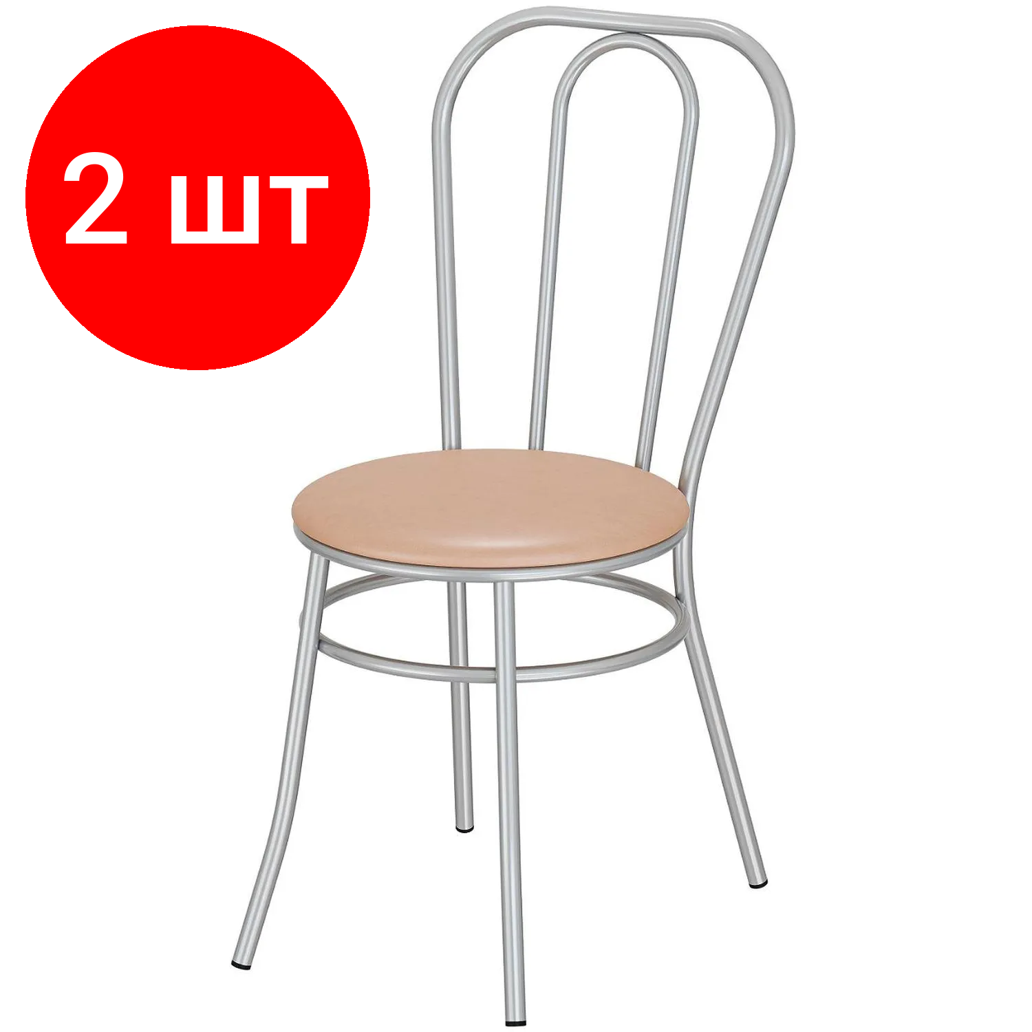 Комплект 2 штук, Стул для столовых AM_Венский . Кар-с сер. Мет9006 глц, сид к/з ФортунаКрембеж