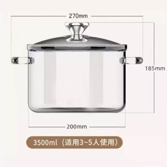 2025 Высококачественная боросиликатная стеклянная супница, термостойкая прозрачная кастрюля для тушения, супница для домашнего использования на открытом огне, стеклянная молочная кастрюля, здоровая кастрюля