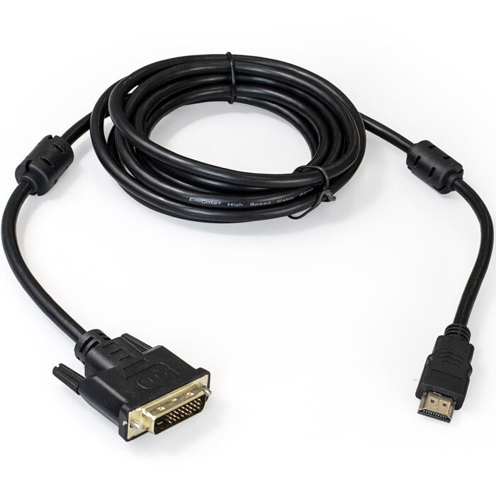 Видео адаптер DVI-HDMI 19M/M ExeGate EX-CC-HDMIM-DVIM-3.0 чёрный - 3 метра