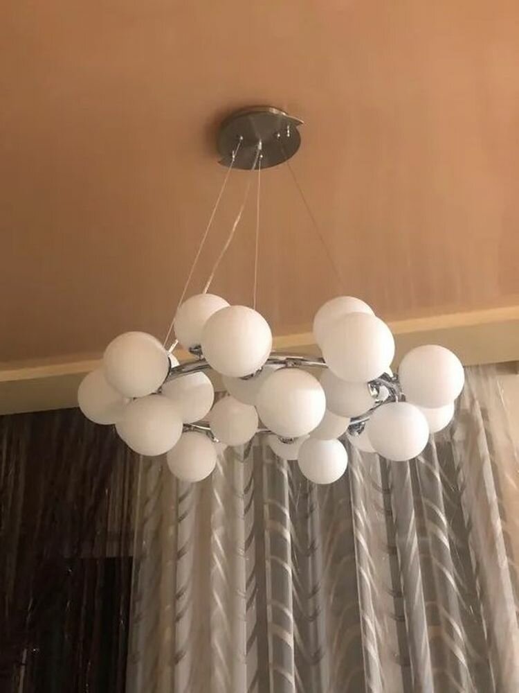 Люстра подвесная "Ball" 650, с регулировкой высоты, цоколь G9 25 шт, цвет серебро, 65 см.