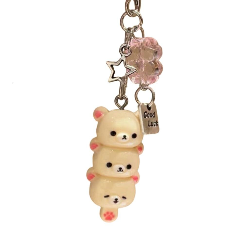 Медведь из смолы, цветной, брелок, Белый