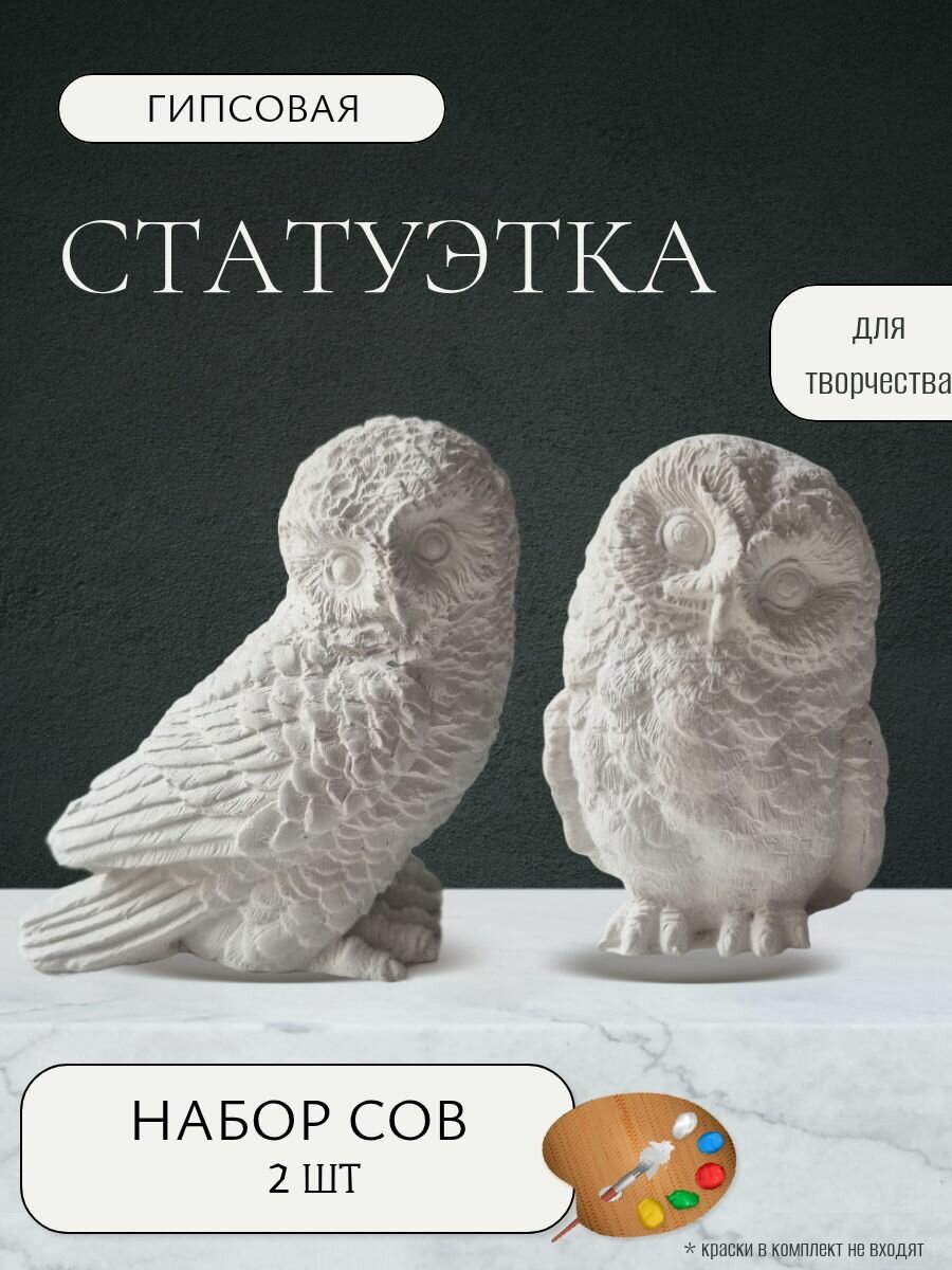 Набор для творчества, фигурка для раскрашивания сова 2 шт, без красок