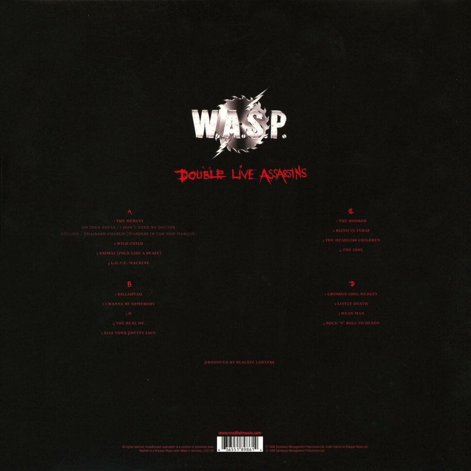 W.A.S.P. Double Live Assassins (2LP/винил) — фото 1