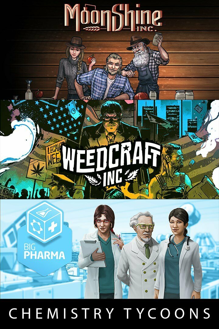 Набор Weedcraft Inc + Moonshine Inc + Big Pharma - Chemistry Tycoons Bundle — Xbox Series X|S, Xbox One — Цифровая версия