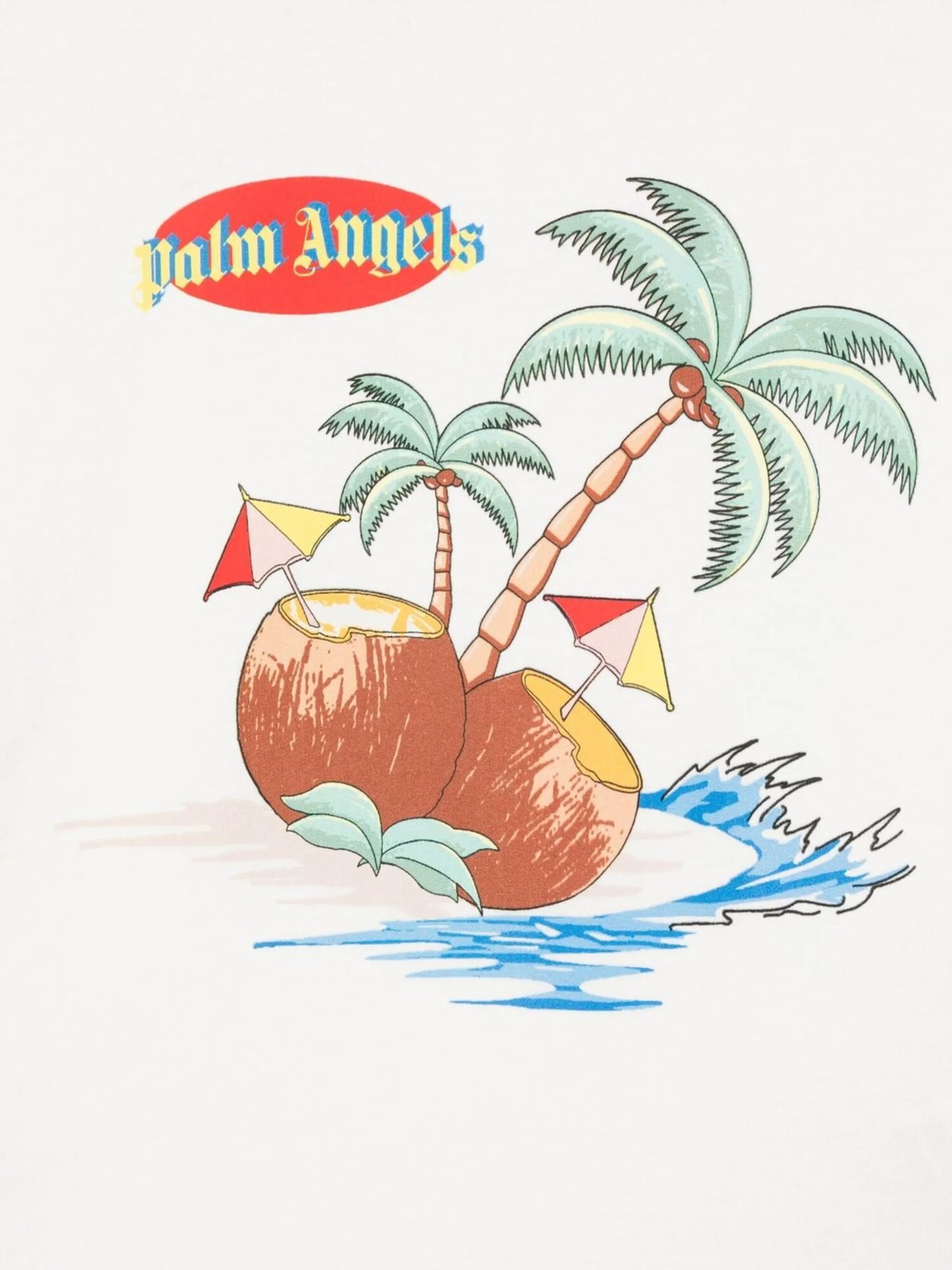Футболка Palm Angels, размер 116, бежевый/белый — фото 1