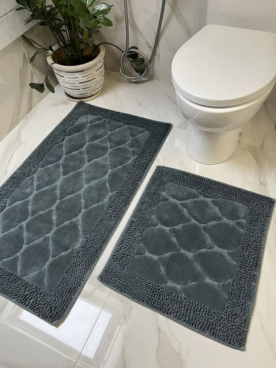 Набор ковриков Ковёр Natali's Carpets для ванной и туалета хлопок, 2 штуки 100х60/60х50см, Турция