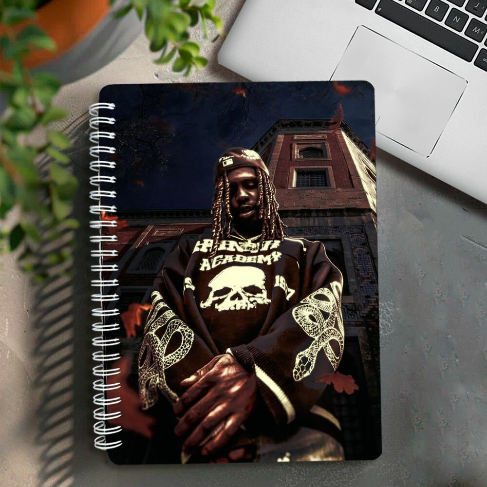 Блокнот деревянный Wood-Book с принтом для записей а5 в клетку в твердой обложке, Чиф Киф