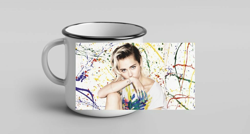 Кружка металлическая эмалированная Майли Сайрус, Miley Ray Cyrus №6