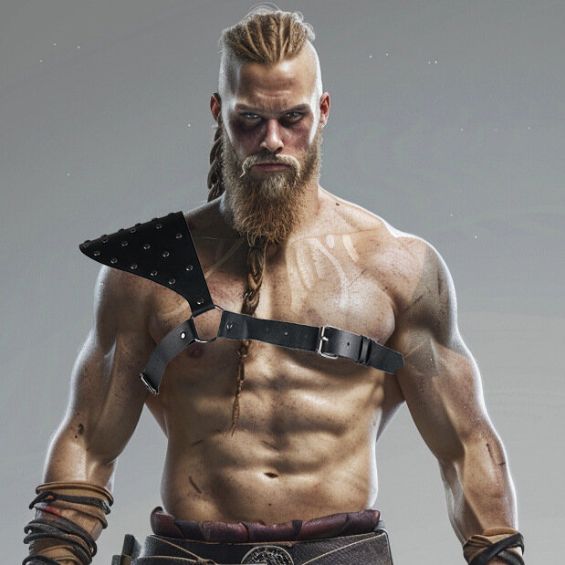 Броня викинга, мужская, кожа, с заклепками, на одно плечо