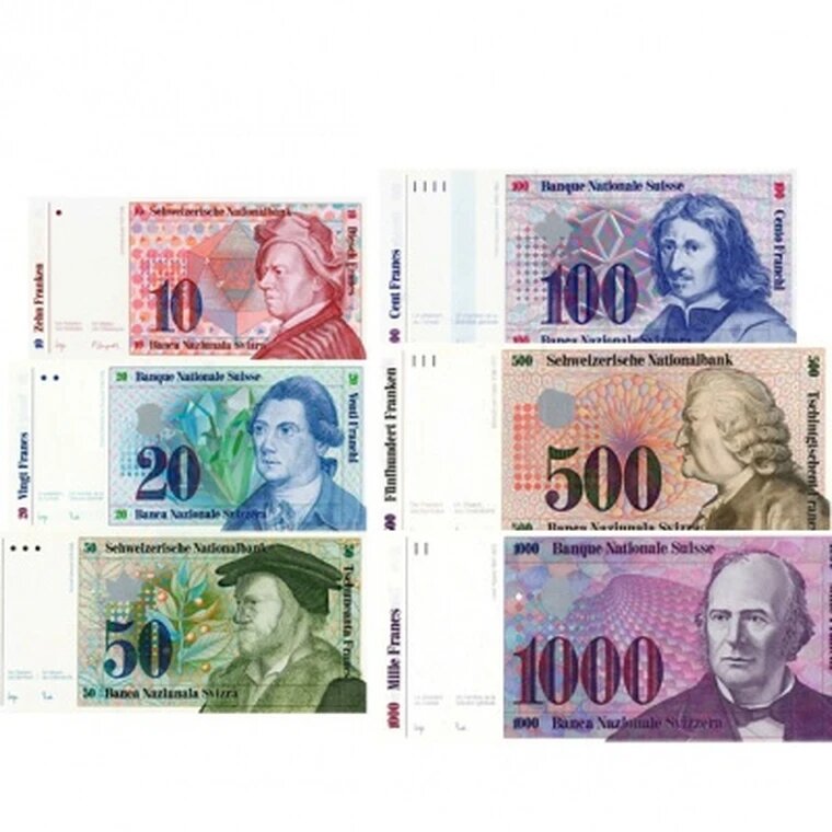 Набор банкнот Швейцарии 10-1000 франков 1983-85, сувенирные копии, банкноты и купюры редкие коллекционные