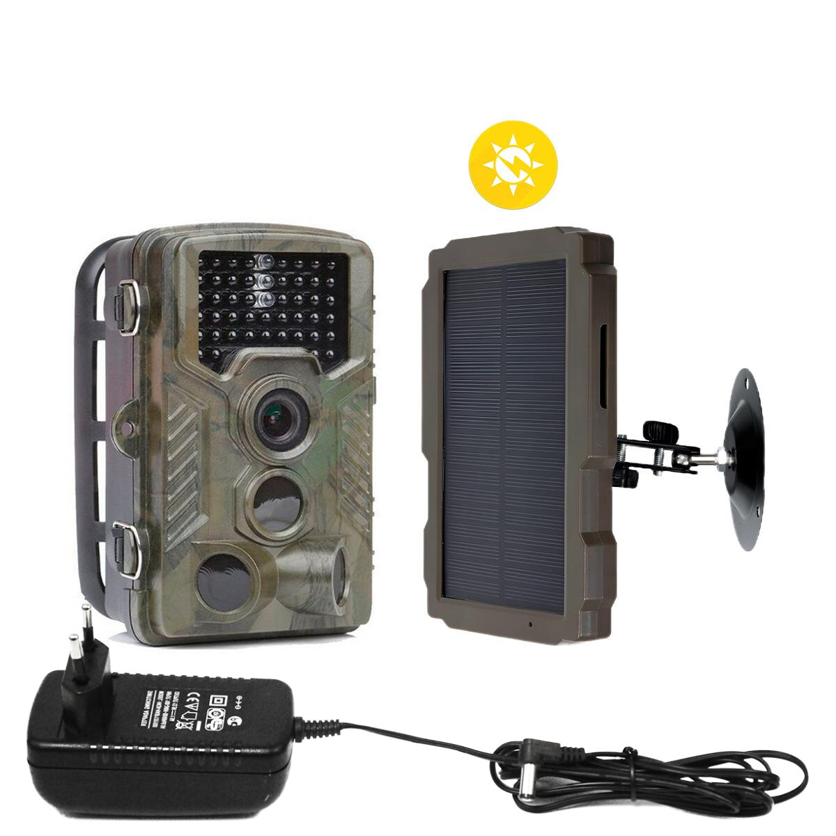 Комплект: фотоловушка для охоты с уличной солнечной батареей Filin HC-800A (Rus) (F81180OF) и «SP-08 Dual». Фотоловушка для охраны / фотоловушка Sun