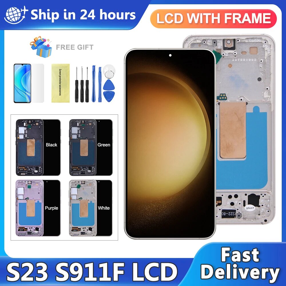 TFT S23 ЖК-дисплей для Samsung Galaxy S23 S911B S911B/DS ЖК-дисплей цифровой EUR Black Frame