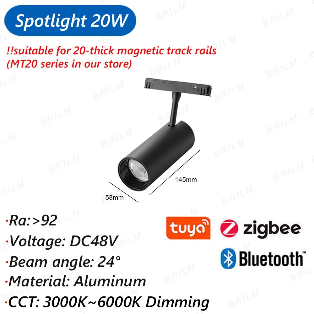 Магнитный трековый светильник Royal Blue DC48V Tuya Zigebee, MT20-Z SL 20W