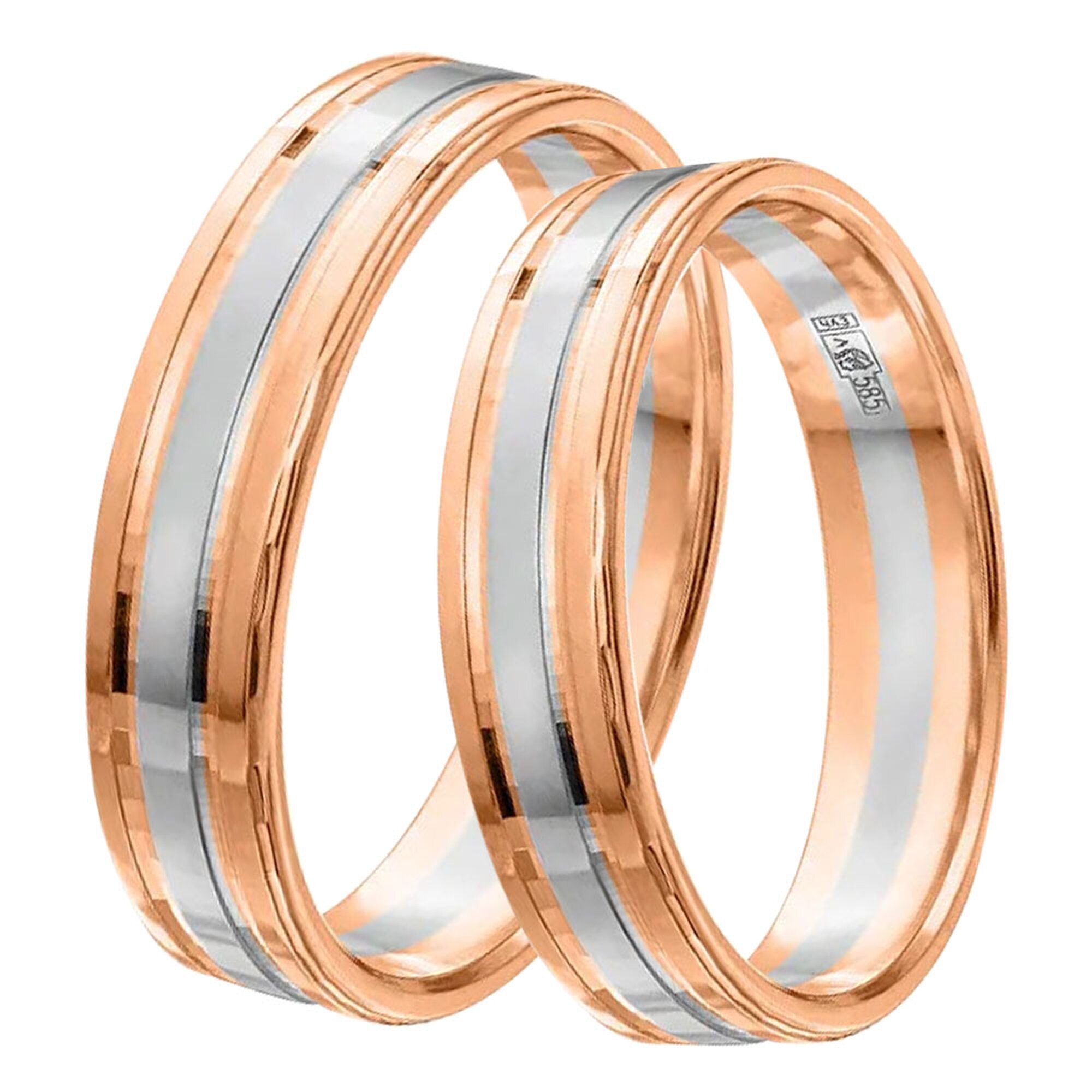 Кольцо обручальное, комбинированное золото, 585 проба