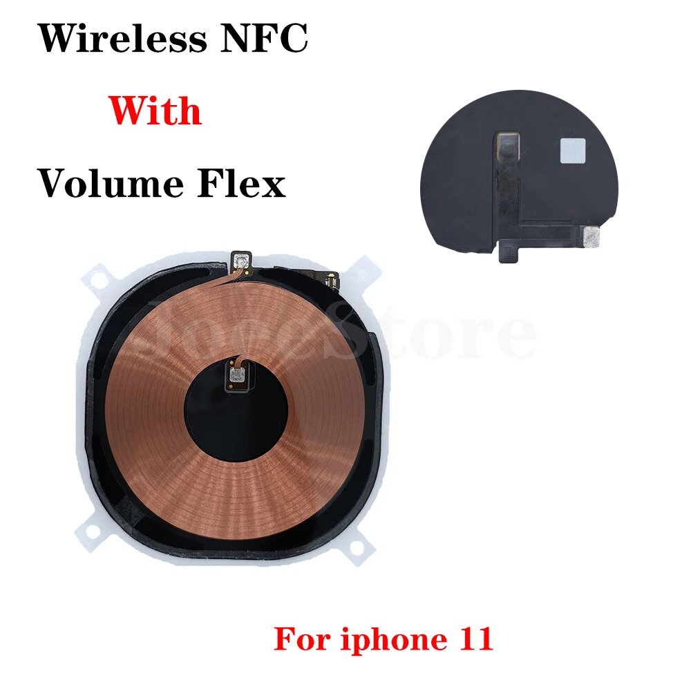 Катушка приемника беспроводной зарядки с гибким кабелем громкости для iPhone 8 8Plus X XS XR Max 11 Pro Max Панель зарядного устройства Замена деталей