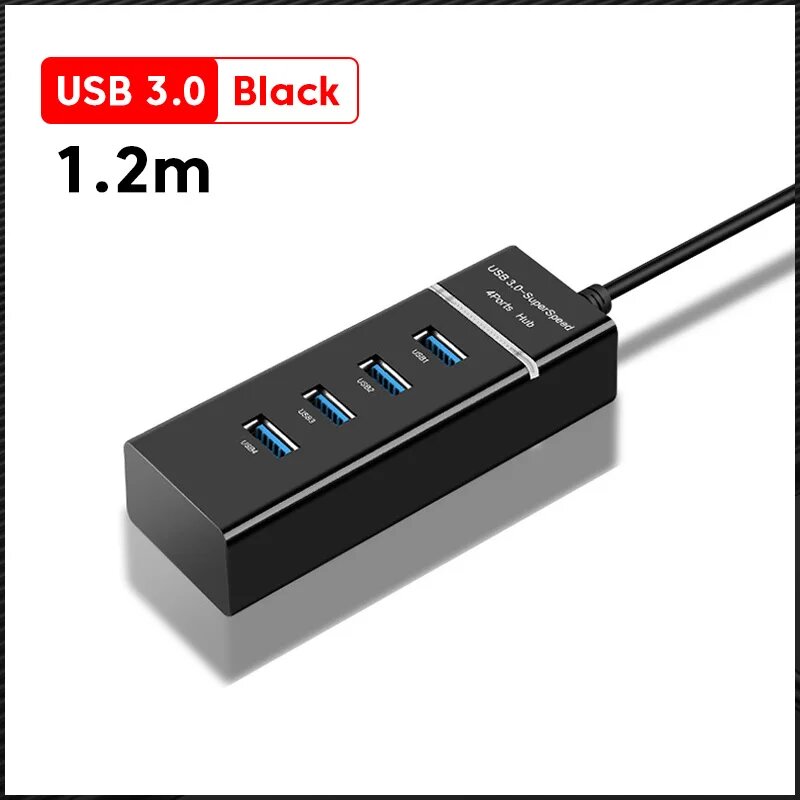 USB 3.0 хаб Elough 4-портовый, черный, 1.2м