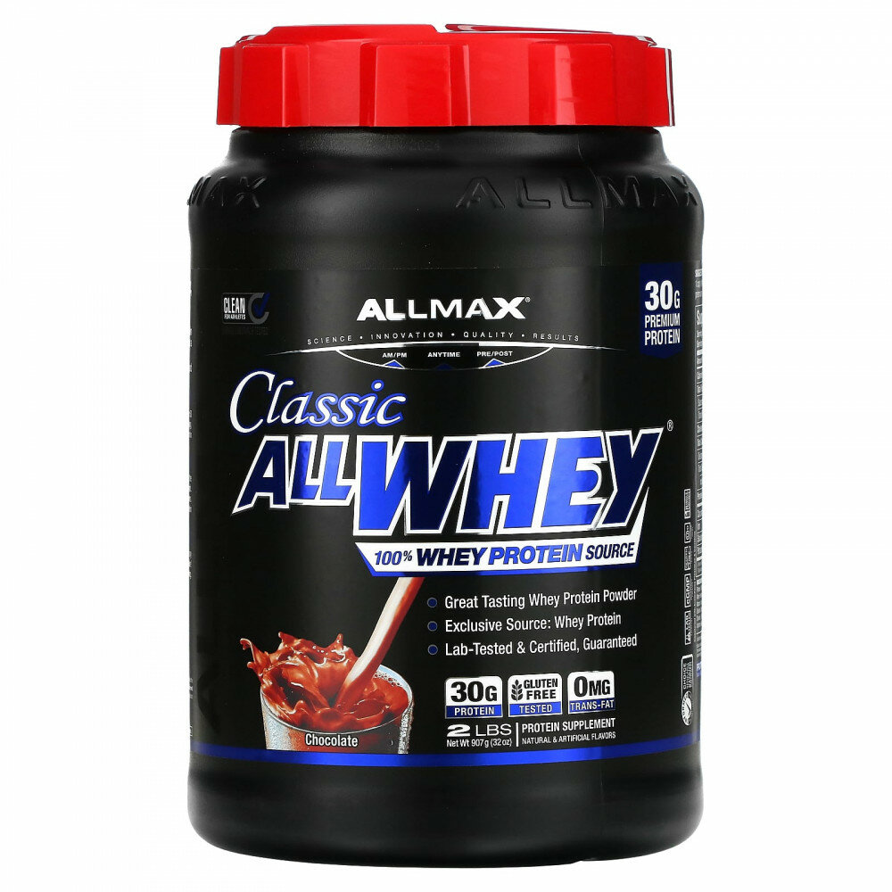 ALLMAX, CLASSIC ALLWHEY®, 100% сывороточный протеин, со вкусом шоколада, 907 г (2 фунта)