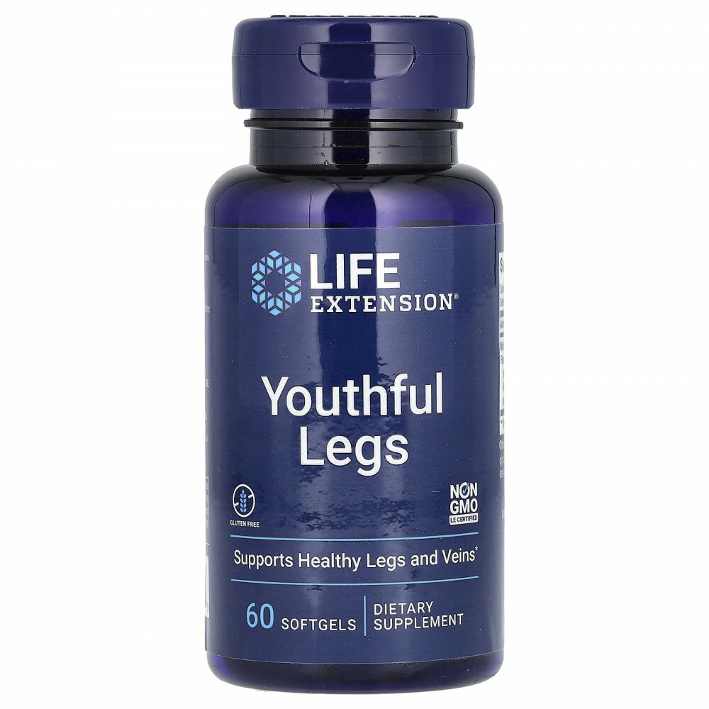 Life Extension, Youthful Legs, добавка для молодости ног, 60 капсул (250 мг в 1 капсуле)